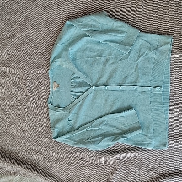 Talbots | Sweaters | Talbots Mp Gathered Aqua Cardigan For Spring ...